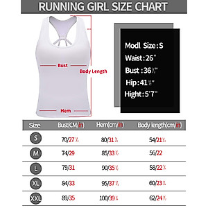 RUNNING GIRL Tank Top for Women, Workout Ribbed White Sports Bra Racerback Long Tank Tops Loose Fit Plus Size(BX2356 White, CN:L,US:M)