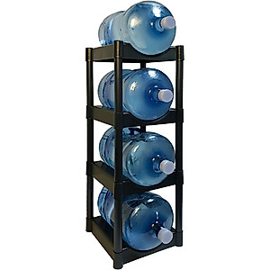Bottle Buddy Water Racks - 3 and 5 Gallon Bottles - 4-Tray Jug Storage System - Free-Standing Organizer for Home, Office, Kitchen, Warehouse - Black