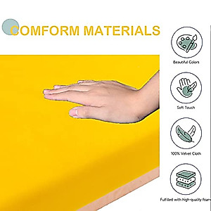 Lin-Utrend 55" Yellow Small Velvet Loveseat Couch with Elegant Moon Shape Pillows, 2-Seater Upholstered Modern Sofas Accent Loveseat Sofa Couch Small Space for Living Room Apartments