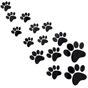 Tenare 14 Pieces Paw Mirror Decals Dog Footprints Stickers Acrylic Paw Stickers Removable Wall Paw Decors Decoration of 3 Sizes for DIY Living Room Bedroom Art Nursery Mural Home Decor(Black)