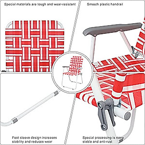 Guangshuohui Set of 2 Patio Lawn Webbed Folding Chairs, Outdoor Beach Chair Portable Camping Chair, Webbed Folding Chair for Yard, Garden (Red & White)