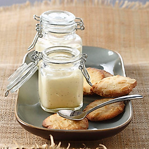 SPANLA Spice Jars, 12 Pack 4oz Small Glass Jars with Airtight Hinged Lid, With 12 Spice Labels & Silicone Funnels, Airtight Glass Jars for Spices, Art Craft Storage (12 Pack)