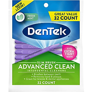 Dentek Slim Brush 32 Count Deep Clean Tight Teeth (6 Pack)