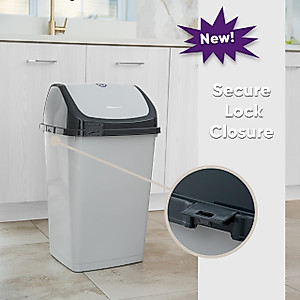 Superio Kitchen Trash Can 13 Gallon with Swing Lid, Plastic Tall Garbage Can Outdoor and Indoor, Large 52 Qt Recycle Bin and Waste Basket for Home, Office, Garage, Patio, Restaraunt (Smoke)