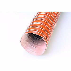 Autobahn88 Automotive SCAT Flex Duct (Silicone-Impregnated Fiberglass, Steel Wire Reinforced), Inner Diameter 51mm (2"), Length 3 Meter (10 Feet) (Red)