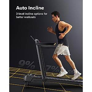 UREVO Walking Pad Treadmill with Auto Incline, 9 Level Incline Under Desk Walking Treadmill Machine with APP Control, Mini Treadmill for Home Office