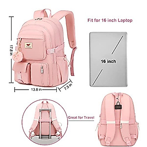 LXYGD Laptop Backpack 15.6 Inch Kids Elementary Middle High School Bag College Backpacks Anti Theft Travel Back Pack Large Bookbags for Teens Girls Women Students (Pink)