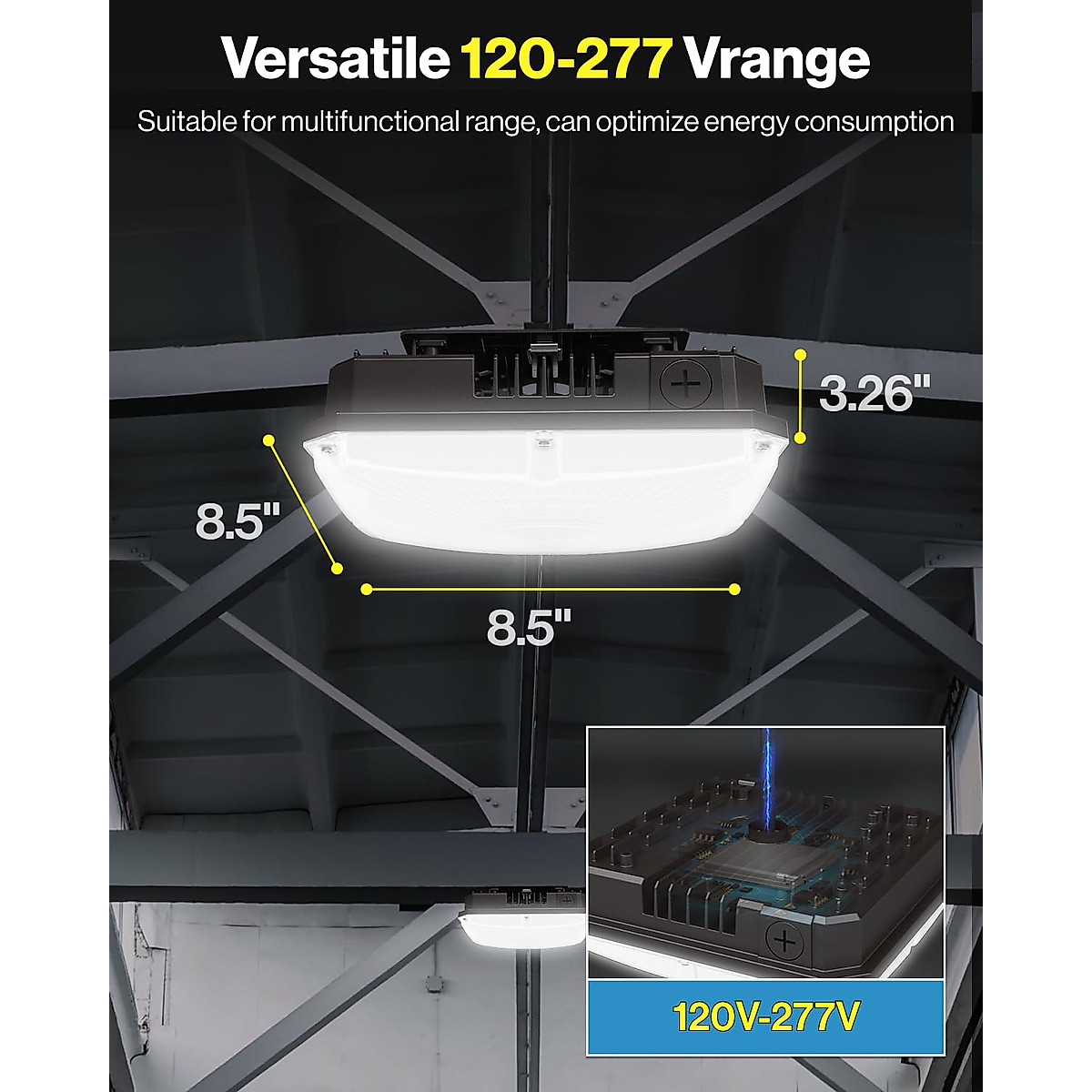 Sunco 6 Pack Square Canopy Light LED, Ceiling Commercial Outdoor, 40W, 5800 Lumens, 5000K Daylight, Dimmable (0-10V), Waterproof IP65, for Warehouse, Garage, Gas Station ETL/DLC