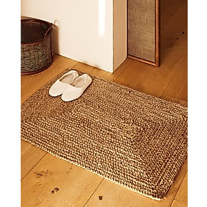 FRELISH DECOR Handwoven Jute Area Rug - 2x3 feet - Natural Yarn - Rustic Vintage Beige Braided Reversible Rug - Eco Friendly Rugs for Bedroom - Kitchen - Living Room - Farmhouse (2'x3')
