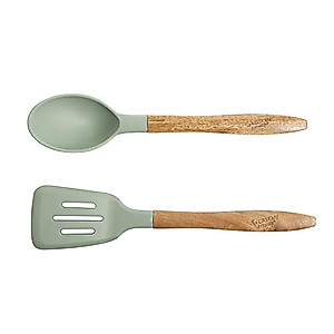 Gibson Home Plaze Café' Forged Aluminum Non-stick Ceramic Cookware with Induction Base and Soft Touch Bakelite Handle, 7-Piece Set, Mint Green