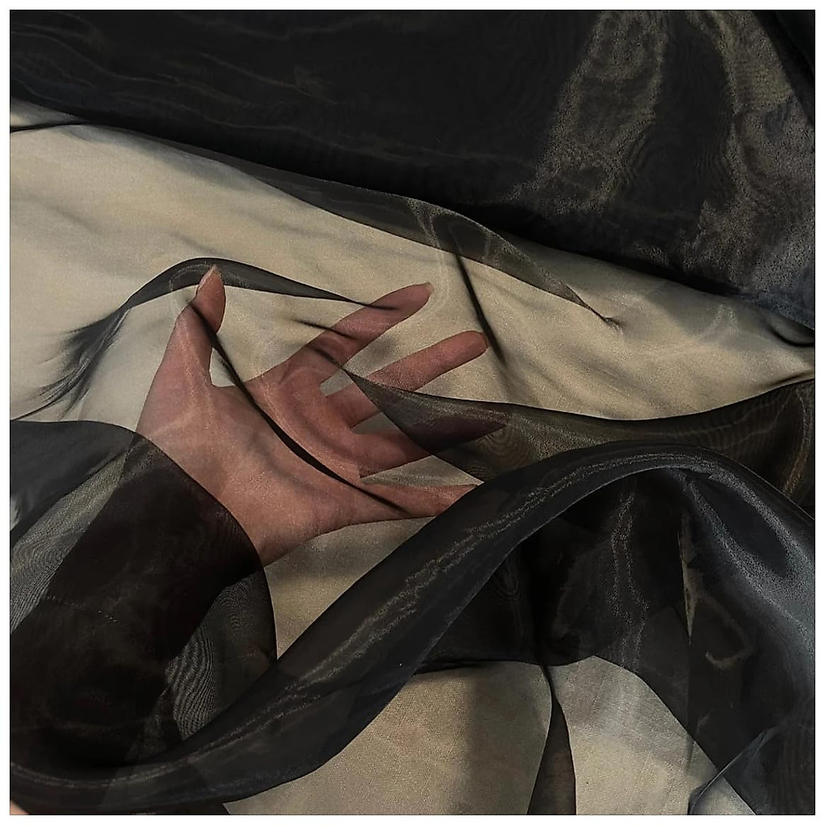 MDS Pack of 5 Yards Long Bridal Solid Sheer Organza Fabric Bolt for Wedding Dress, Fashion, Crafts, Decorations, backdrop, Christmas Craft Supplies, Silky Shiny Organza Fabrics 44” Wide - Black