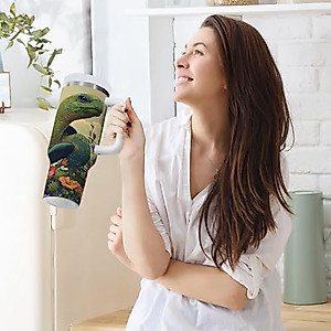 Slewiaeky Tumbler with Handle 40 oz Retro Tortoise Turtle Travel Mug with Lid and Straw Ocean Stainless Steel Vacuum Insulated Water Bottle Cup for Iced Tea Coffee Cold Beverages Cup Holder Friendly