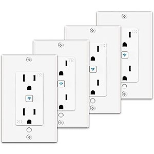 Smart Outlet in-Wall - Smart Electrical Outlet That Work with Alexa, Google Home, 15 Amp, No Hub Required, ETL & FCC Certified, 2.4G WiFi Only (4 Pack)