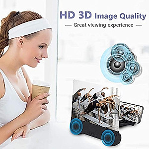 14'' Screen Magnifier with Bluetooth Speakers for Cell Phone,3D Magnifying Projector Screen Enlarger for Movies Videos Games Foldable Stand Holder with HD Screen Amplifier Supports All Smartphones