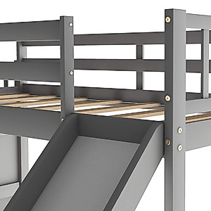Harper & Bright Designs Twin Bunk Beds with Slide for Kids, Low Profile Bunk Beds with Staircase, No Box Spring Needed