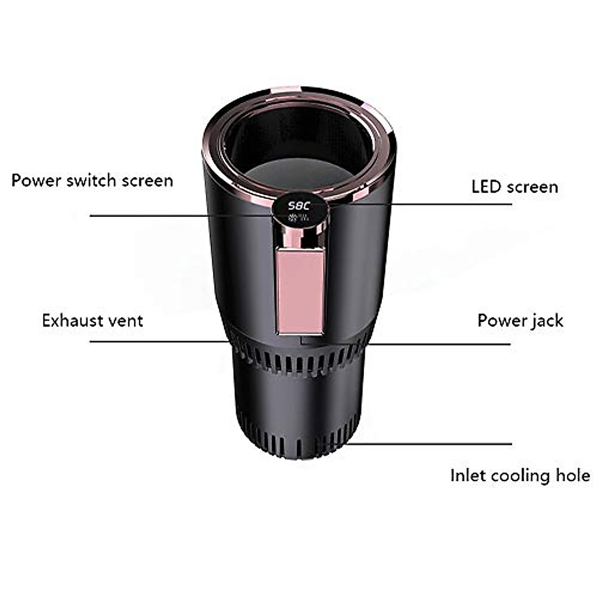 2-in-1 Smart Car Cup Warmer Cooler, Auto Car Cooling and Heating Cup Mug Holder with LED Temperature Display, Touch Control, Keep Beverage Cool and Warm Fits in Commuter Road Tripper