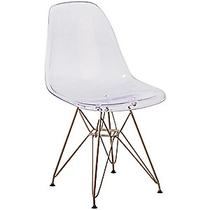 Flash Furniture Elon Series Ghost Chair with Gold Metal Base