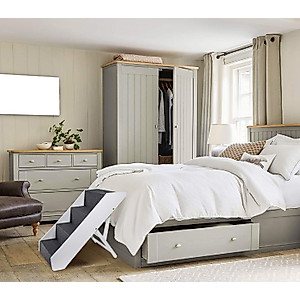 Arf Pets Wood Dog Stairs, 4 Levels Height Adjustment Wide Pet Steps, Foldable, White