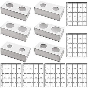 FRIMOONY 300 Cardboard Coin Holders in 6 Assorted Sizes, with 6 Sheets Coin Pocket Pages, for Coin Collection