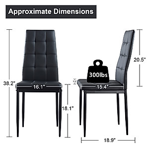 WISOICE Black Dining Chairs Set of 2, Kitchen Chairs for Dining Room Chairs, PU Leather Padded Cushion, High Back and Metal Legs