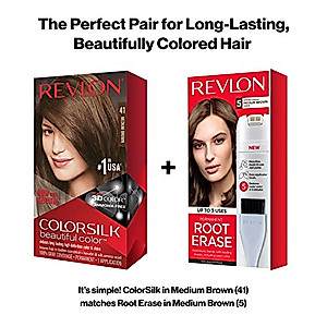 Permanent Hair Color by Revlon, Permanent Hair Dye, Colorsilk with 100% Gray Coverage, Ammonia-Free, Keratin and Amino Acids, 41 Medium Brown, 4.4 Oz (Pack of 1)