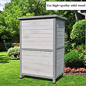 Wood Tool Cabinet Storage Cabinet Outdoor Rainproof Sunscreen Garden Patio Cabinet Garden Balcony Entrance Door Indoor Solid