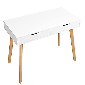PUPL Writing Computer Desk, Home Office Desk with Two Large Capacity Drawer Writing Study Table Modern Makeup Vanity Table for Bedroom Console Table Laptop Desk