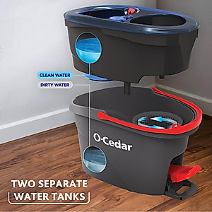 O-Cedar EasyWring RinseClean Microfiber Spin Mop & Bucket Floor Cleaning System with 2 Extra Refills