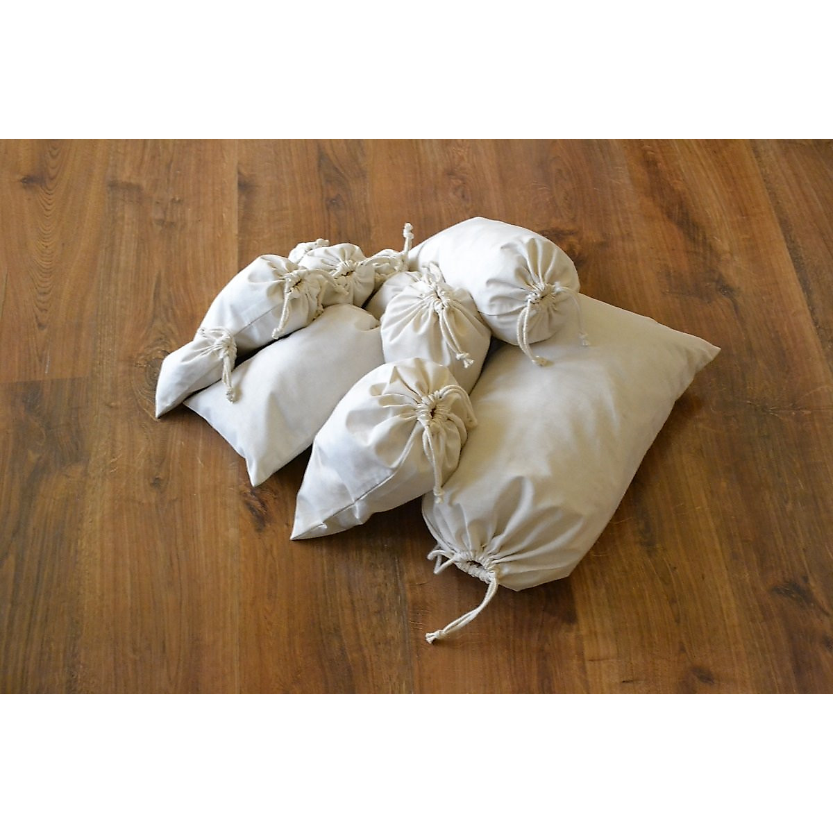 8"x10" Reusable Eco Friendly 100% Cotton Double Drawstring Muslin Bags "Premium Quality" (Natural Color)- Set of 100