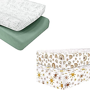 Babebay 2Pack Changing Pad Cover and 2Pack Crib Sheets Bundle