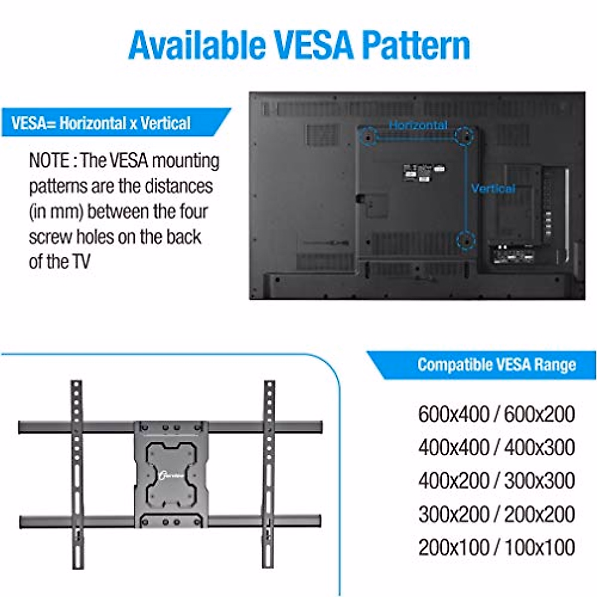 EVERVIEW Full Motion TV Wall Mount Bracket fits for Most 37-75 inch LED,LCD,OLED Flat Curved TVs,Dual Articulating Arms Swivels Tilts Rotation, VESA 600X400mm,132lbs,Fits 12/16" Wood Stud