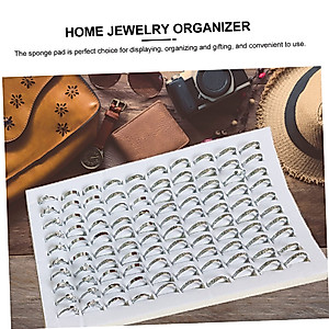 NOLITOY 4pcs Box Jewelry Box Pad Earring Sponge Display Pad Foam Ring Insert Display Trays Ring Holder Insert Ring Organizer Tray Ring Display Case Sponge Mat Ring Frame White Sink