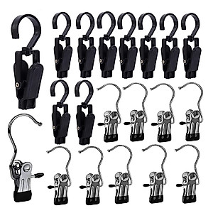 20 Stainless Steel Portable Hangers Tall Boots Hanging Clips Laundry Hooks Boot Holder and Black Plastic Family Travel Rotating Hanging Laundry Hook