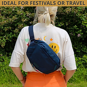 Hunterson Sling Bag for men and women, trendy crossbody bag to travel or as festival bag, multifunctional and spacious, water resistant bag, yellow