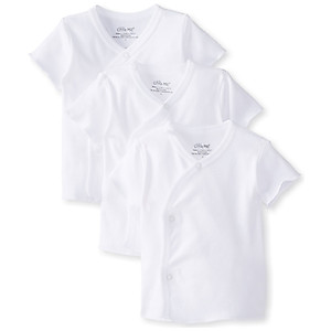 Little Me Unisex-Baby Newborn Snap Side Tee Shirt 3 Pack, White, Medium
