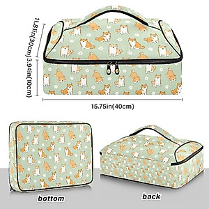 Kcldeci Insulated Thermal Food Carrier Insulated Casserole Carrier for Hot or Cold Food,Cartoon Dog and Flower Insulated Tote Bag for Potluck Cookouts Parties Picnic,Lasagna Lugger
