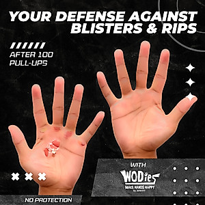 JerkFit WODies Grey Camo 3 Hole Gymnastics Grips with Wrist Support (Large) - Latex Free Elastic Pull Up Grip for Cross Training, WODs, Weightlifting - Workout Grips for Men Women for Palm Protection