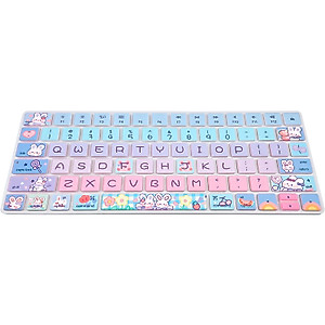Sanfulin Keyboard Cover Skin for Apple iMac Wireless Magic Keyboard 2nd Gen (Model: A1644 MLA22LL/A) Without Numeric Keypad, Cute Silicone Skin Protector, Cute Bunny