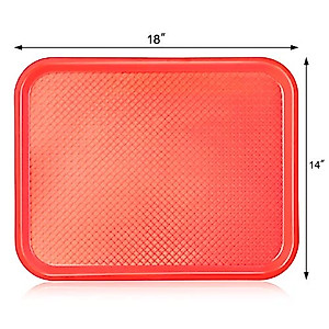 New Star Foodservice 24845 Red Plastic Fast Food Tray, 14 by 18-Inch, Set of 12