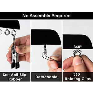 StorageWorks Hat Organizer, Hat Storage for Closet, Hat Racks for Baseball Caps, Set of 2 Cap Organizer with 10 Adjustable Stainless Steel Clips, Fits All Caps, Black