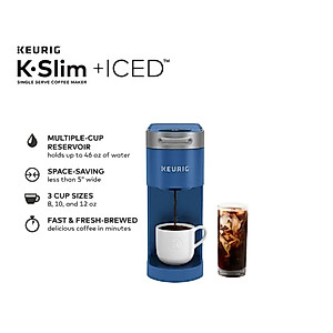 Keurig K-Slim + ICED Single Serve Coffee Maker, Brews 8 to 12oz. Cups, Blue