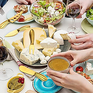 Premium 6-Piece Golden Cheese Knife Set, Stainless Steel Cheese Cutter Cheese Fork Slicer,Cheese Tool Collection, Cheese Spreaders for Christmas Gift