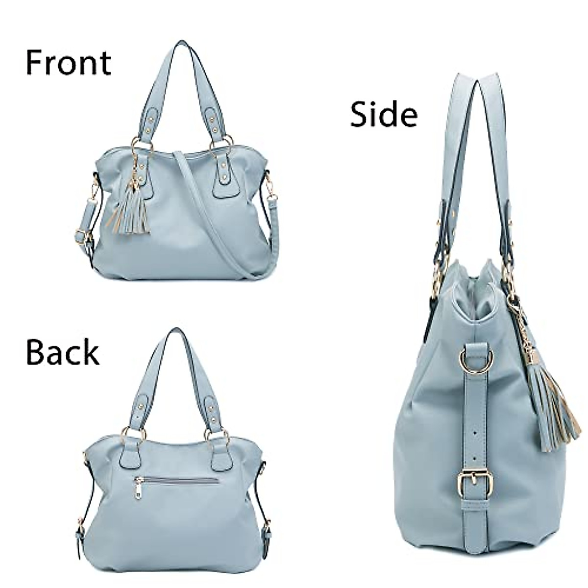 Purses And Wallets Set For Women Tote Satchel Handbags Large Hobo Bag Purse With Wallet 3PCS Skyblue