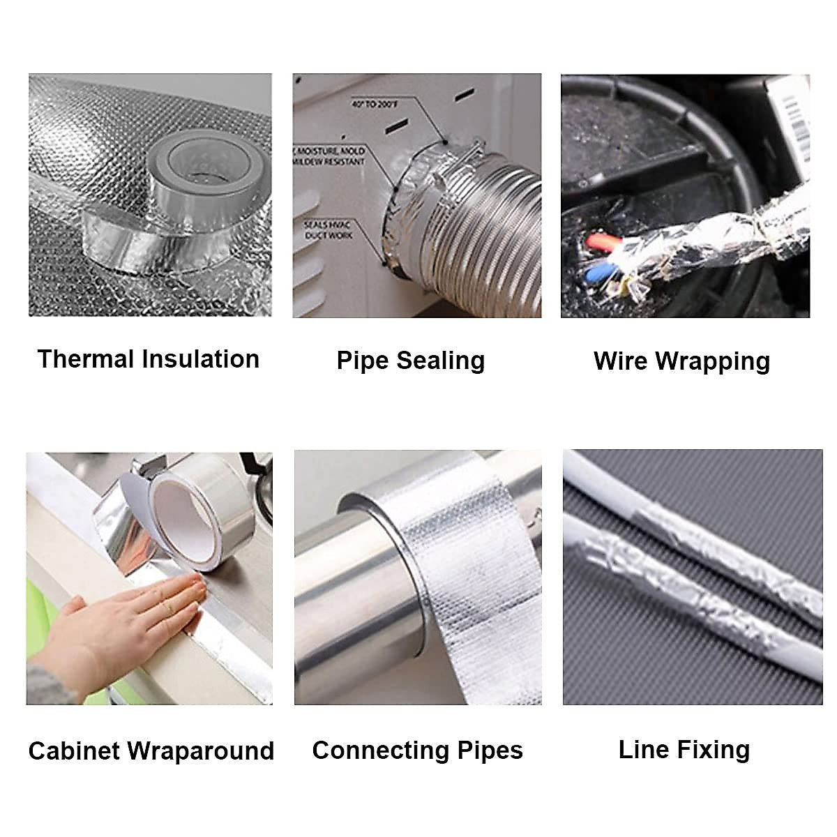 Glass Fiber Cloth Aluminum Tape Silver, Reinforced Self-Adhesive Heat Reflective Tape, Heat Jacketing Insulation Resistant High Temperature HVAC Tape, Metal Repair Duct Tape (3.15inch x 82ft)