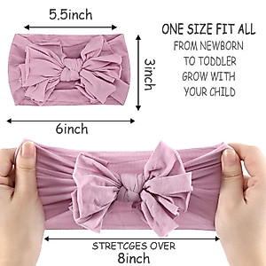 Makone 8pcs Baby Girls Headbands with Bows, Nylon Stretchy Hair Bands Hair Bow Elastics Hair Accessories for Newborn Baby Infant Toddlers Kids