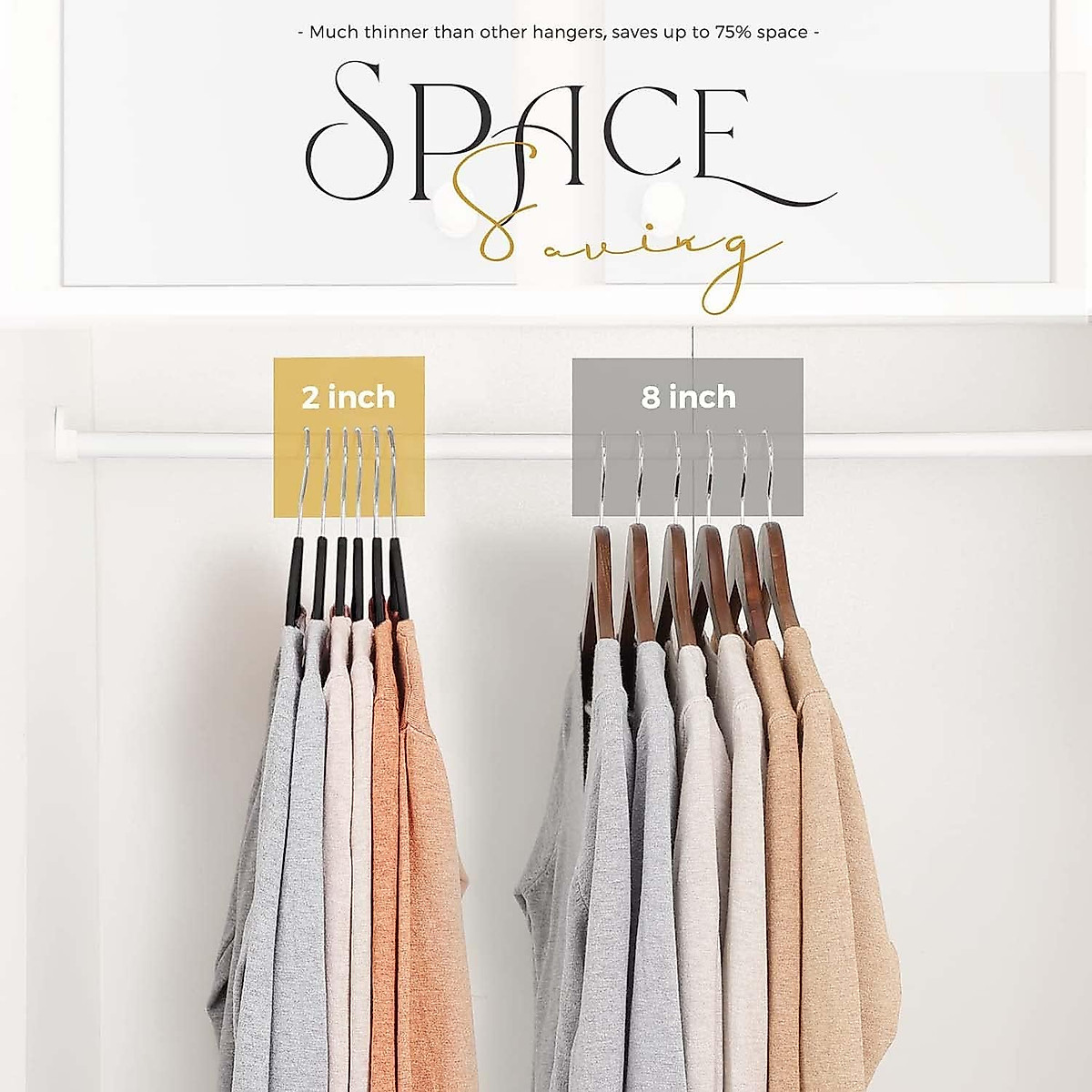 HOUSE DAY Premium Velvet Clothes Hangers Non-Slip Flocked Felt Hangers Heavy Duty Durable Coat and Suit Hangers | Vibrant Color Hangers | Lightweight Space Saving Hangers (10 Pack, Black)