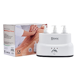 Master Massage Three Bottles Massage Oil, Lotion, Cream Warmer Heater with Empty Bottles- Massage Cream Heating Device- Salon Spa Body Therapy, White