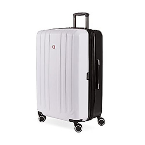 SwissGear 8028 Hardside Expandable Spinner Luggage, Black/White, Checked-Large 28-Inch