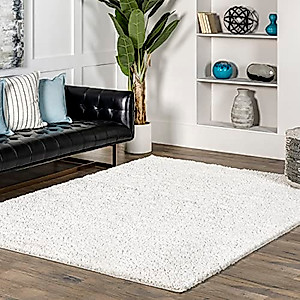 nuLOOM Marleen Contemporary Shag Area Rug, 8' Square, White