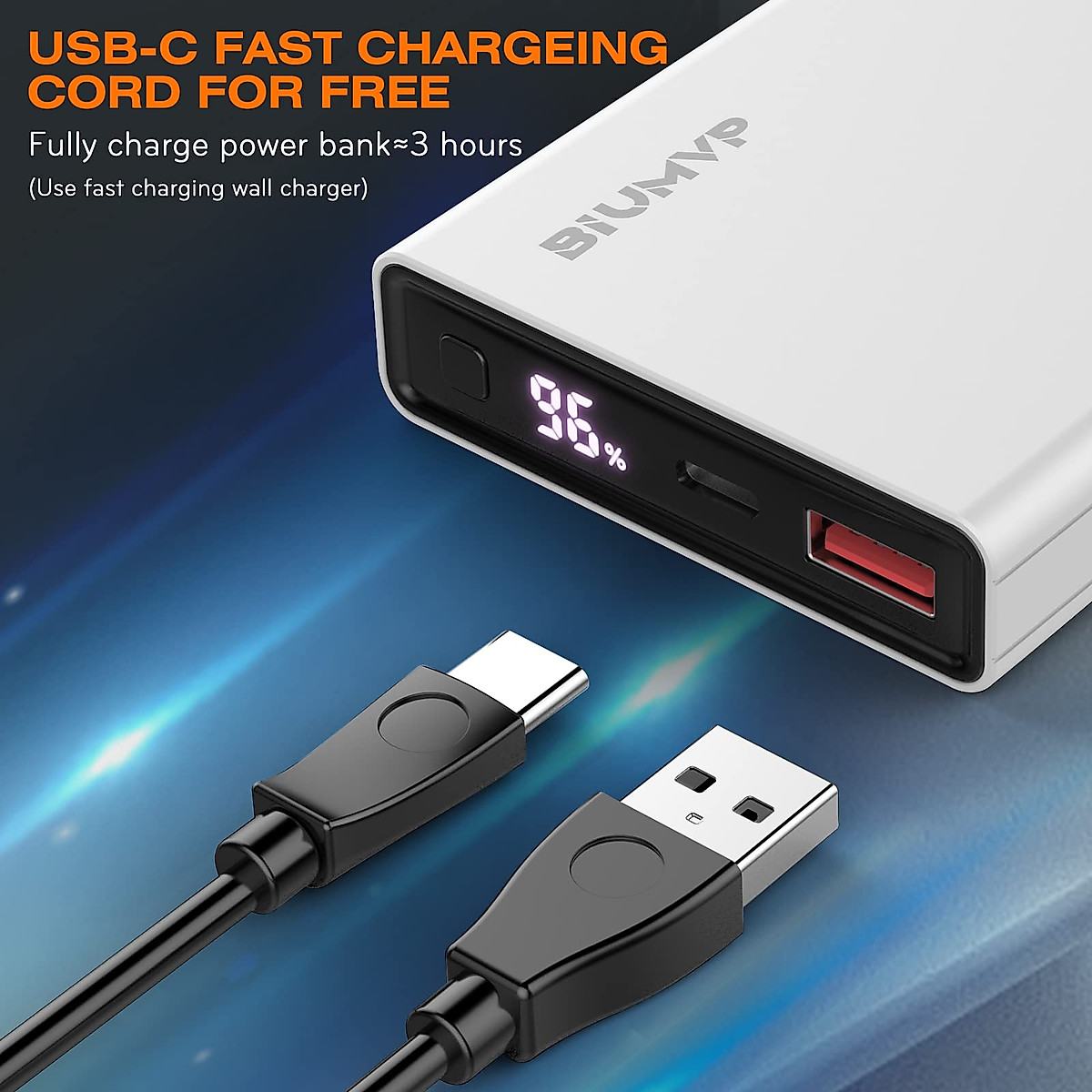 BIUMVP Heated Vest Battery Pack,5V 2A 10000mAh Power Bank for Heated Jacket,PD 22.5W Fast Charging Portable Charger,LCD Dispaly Phone Charger for iPhone,Android ect.